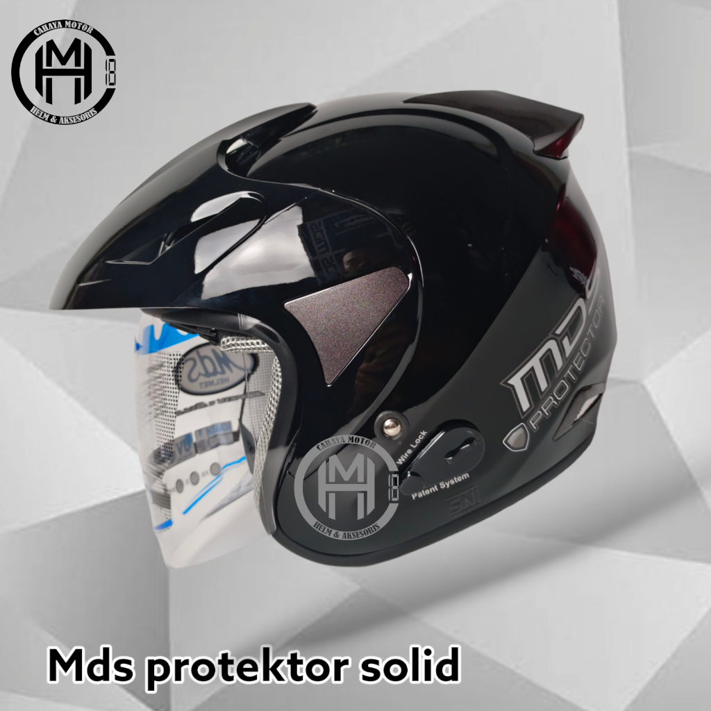 Jual HELM MDS PROTEKTOR SOLID HITAM|HALF FACE | Shopee Indonesia
