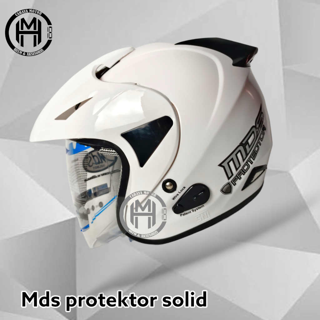 Jual HELM MDS PROTEKTOR SOLID WHITE PUTIH|HALF FACE | Shopee Indonesia
