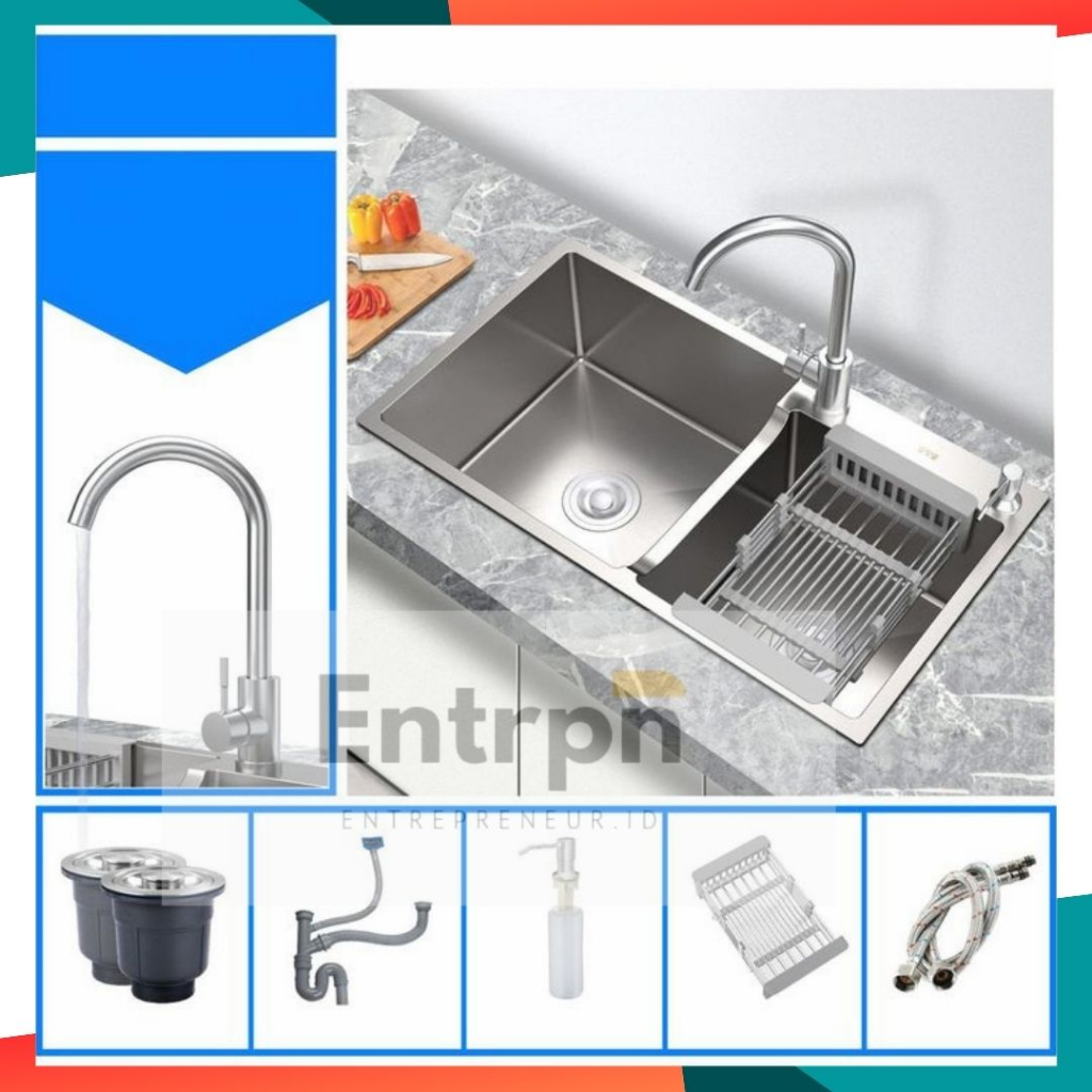 Jual INOBE PAKET KITCHEN SINK STAINLESS SUS 304 UK 82X45 KETEBALAN 3 MM ...