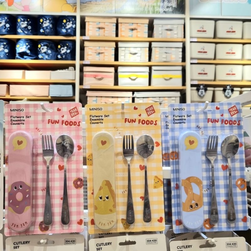 Jual MINISO HAPPY FOODS COLLECTION FLATWARE SET / SENDOK GARPU | Shopee ...