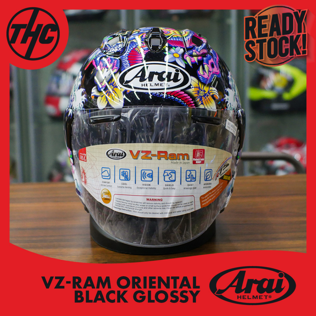 Jual ARAI VZ RAM ORIENTAL BLACK VZ-RAM HALF FACE HELM | Shopee Indonesia