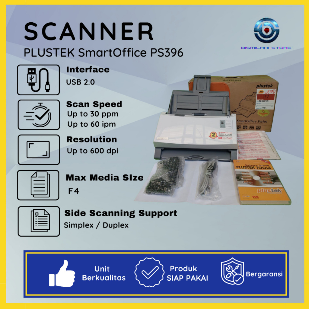 Jual Scanner F4 Plustek Smart Office PS396 Kondisi Barang Baru Stock Lama | Shopee Indonesia