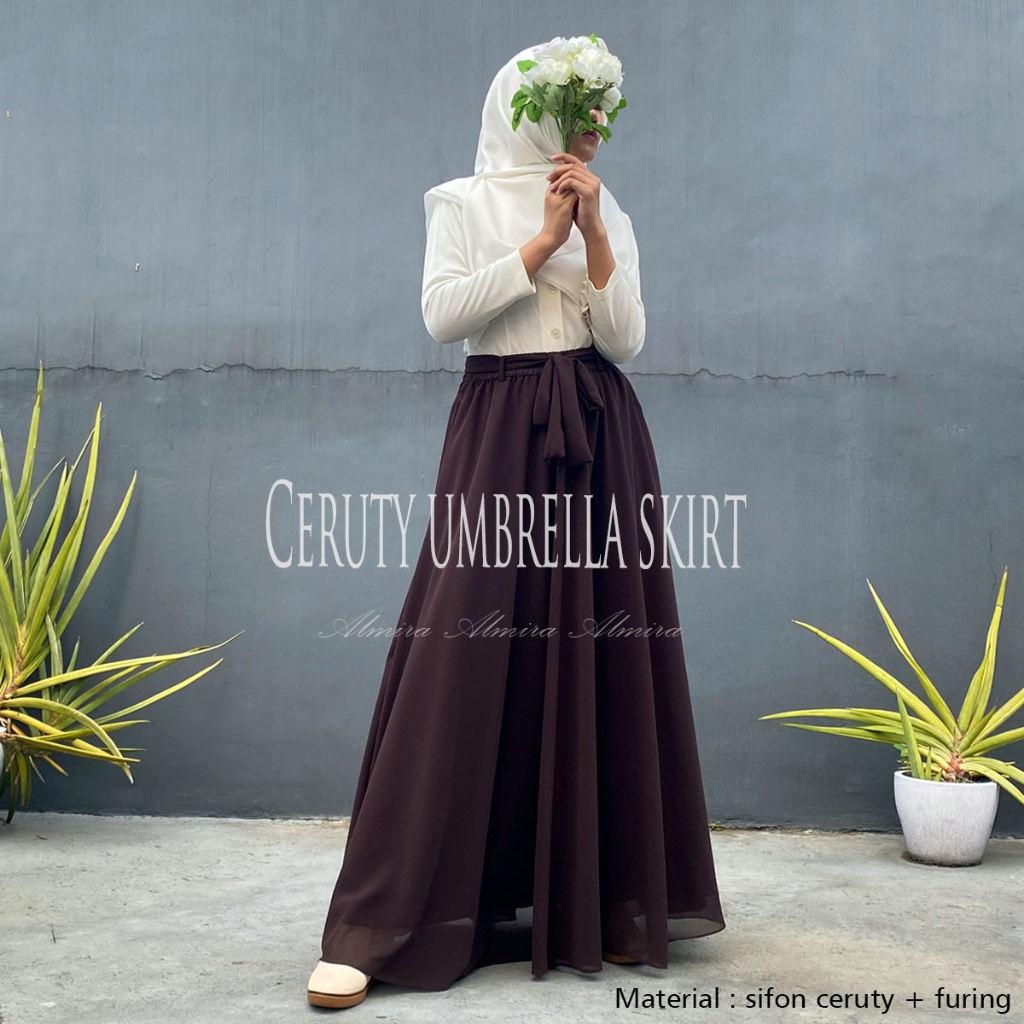 Jual Rok Sifon Panjang Model Payung Lebar Chiffon Ceruty Umbrella Skirt ...