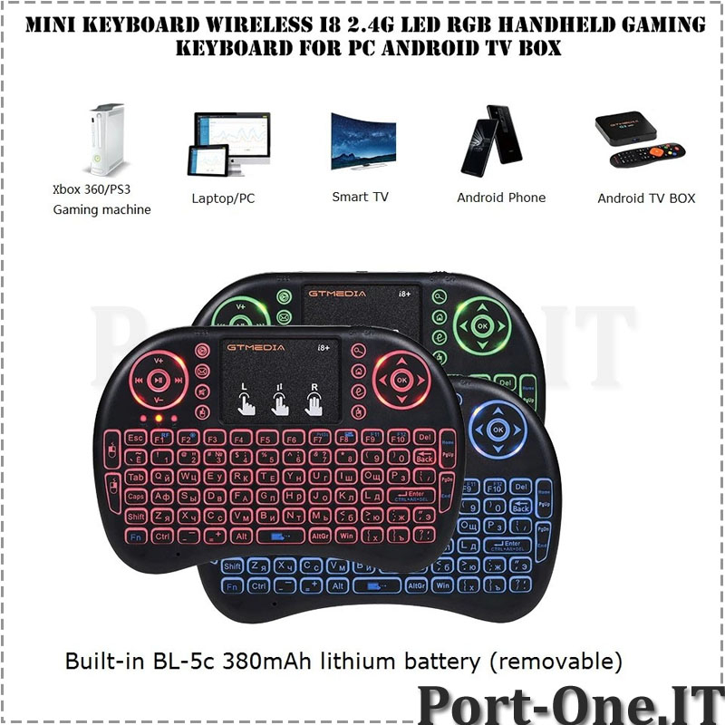 Jual Keyboard Mini Touchpad i8 Wireless 2.4GHz LED RGB Backlight ...