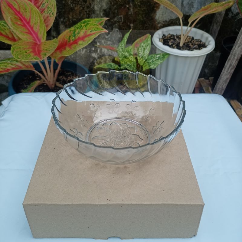 Jual Mangkok Kaca Bening Motif Bunga Diameter 17cm | Shopee Indonesia