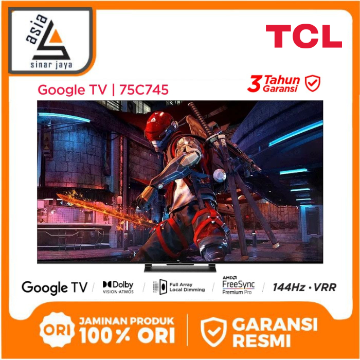 Jual TCL 75 inch QLED Google TV 4K UHD Full Array LD-VRR 144Hz - 75C745 | Shopee Indonesia
