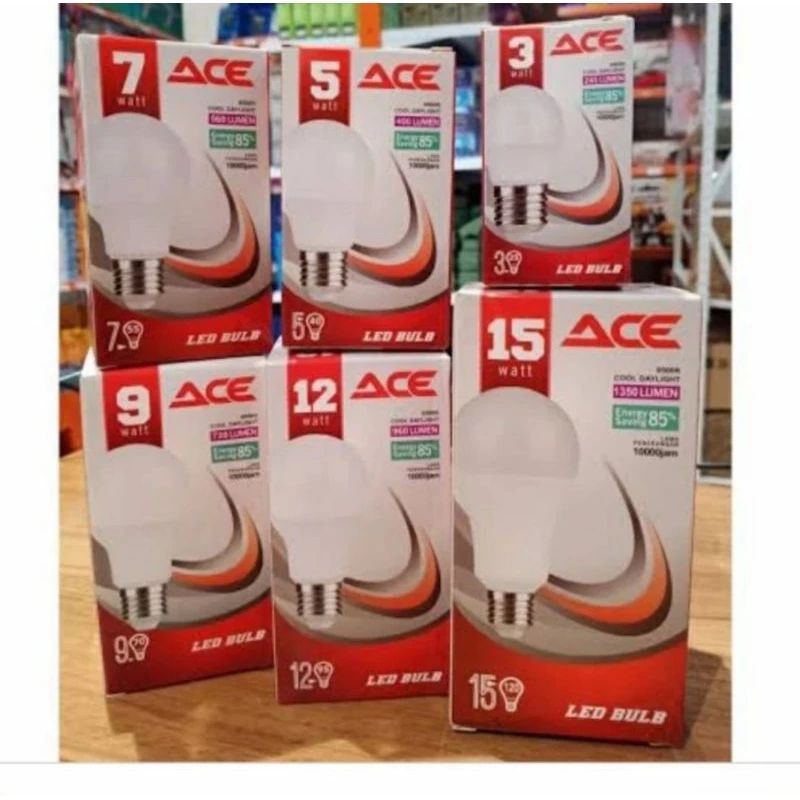 Jual ACE Lampu LED Bulb 5W, 7W, 9W, 12W, 15W PUTIH | Shopee Indonesia