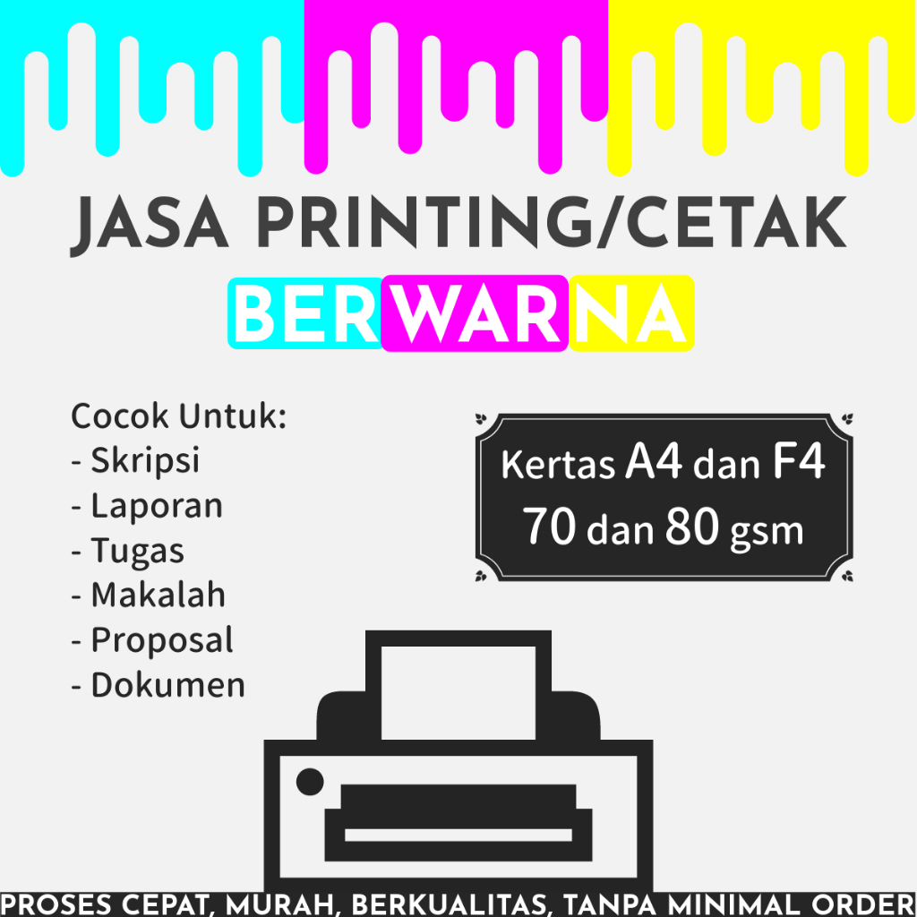Jual Cetak/Print Berwarna Kertas A4/F4 Ketebalan 70/80 gsm | Shopee ...