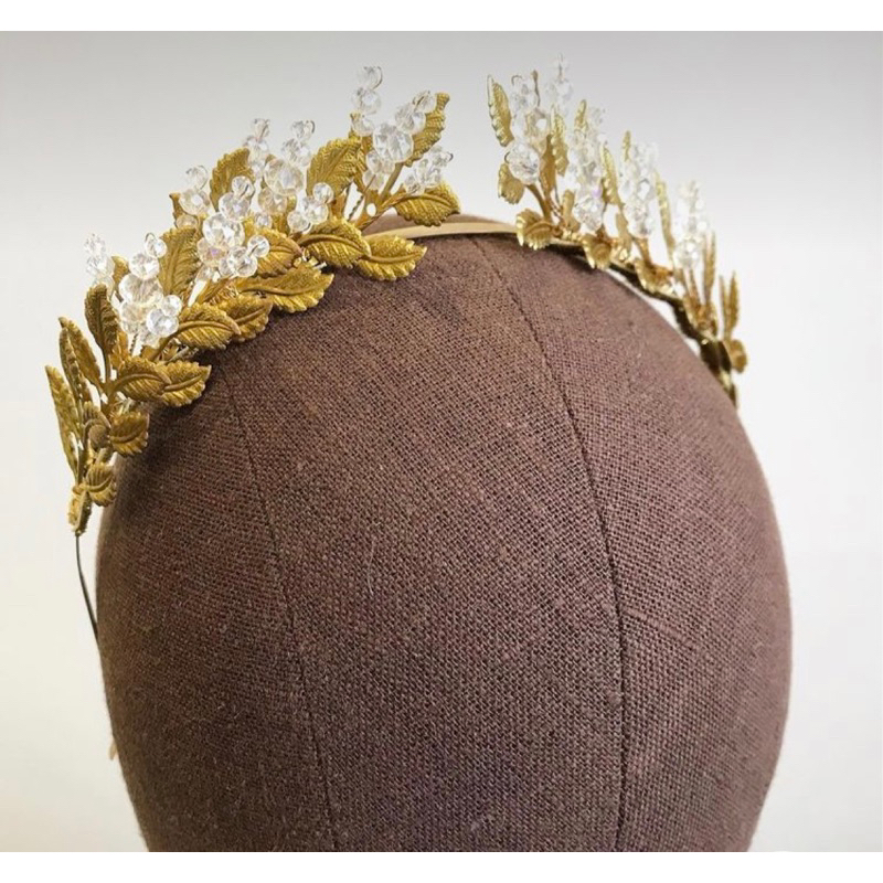 Jual Bando model daun gold mahkota aksen cristal BND CRTL DN | Shopee ...