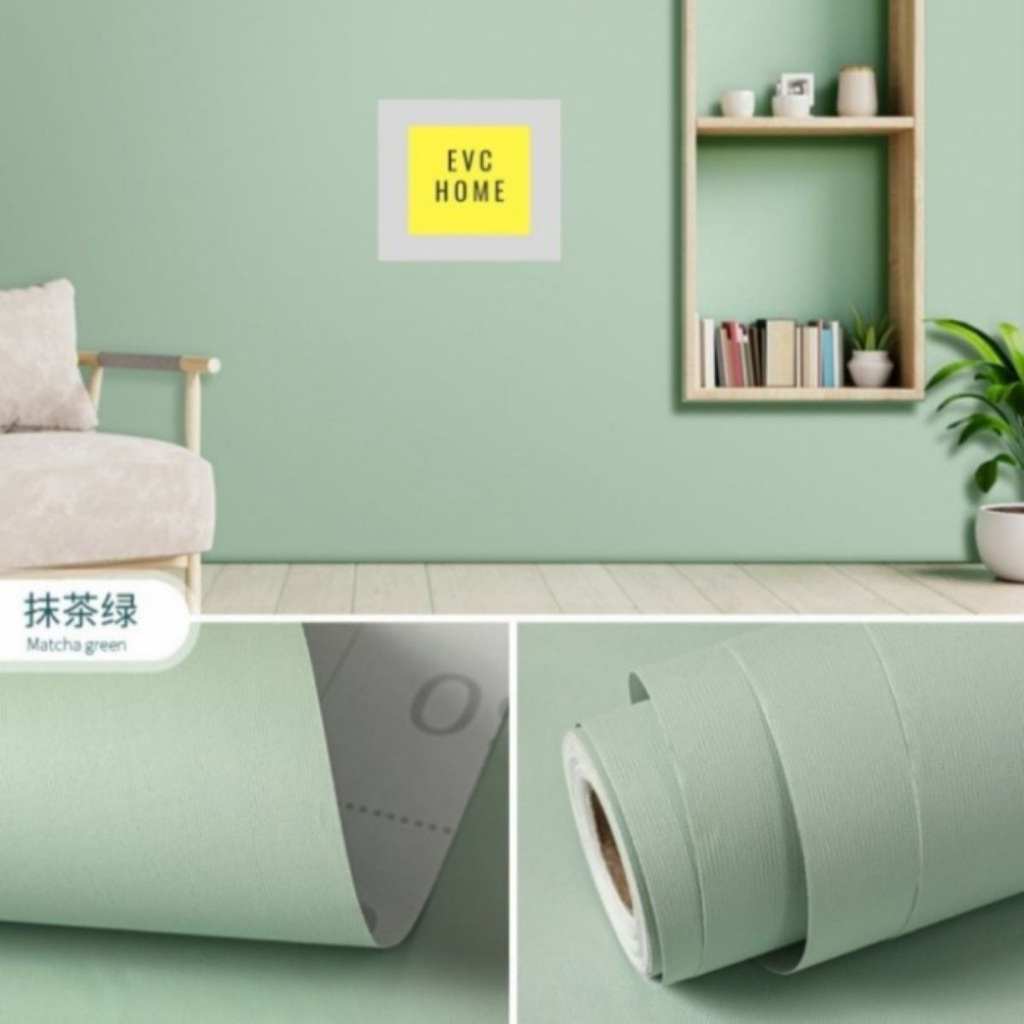 Jual Wallpaper Stiker Dinding Polos Elegan Matcha Green 45cm x 10m ...