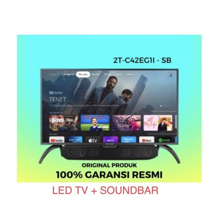 Jual Sharp LED TV 42 Inch 2T-C42EG1i-SB PLUS SOUNDBAR ANDROID SMART DVB-T2 ANDROID 11 TYPE ...