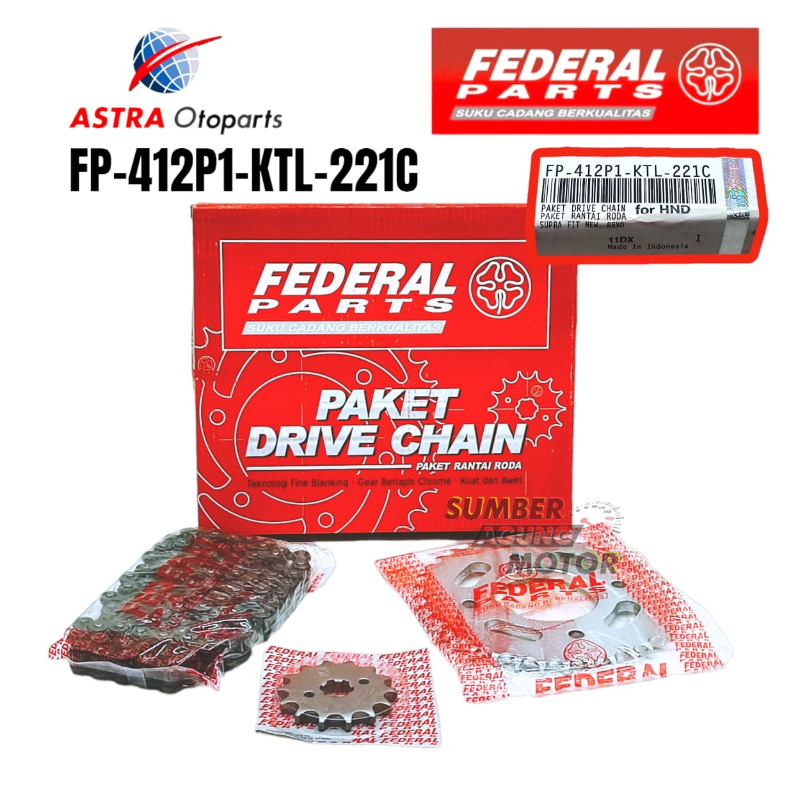 Jual GEARSET HONDA SUPRA FIT NEW REVO LAMA 100 ORI FEDERAL FP-412P1-KTL ...