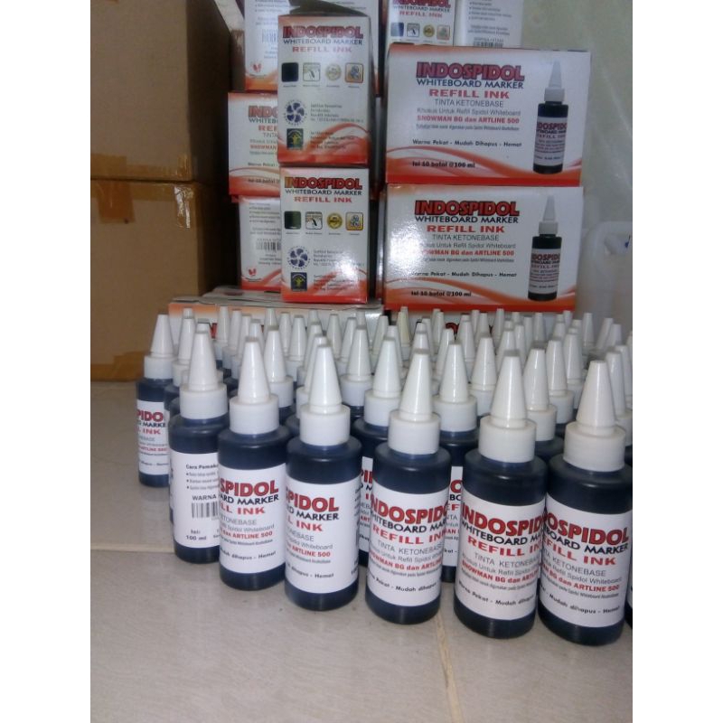 Jual TINTA SPIDOL whiteboard INDOSPIDOL( 10 btl/pak @ 100ml ) warna ...