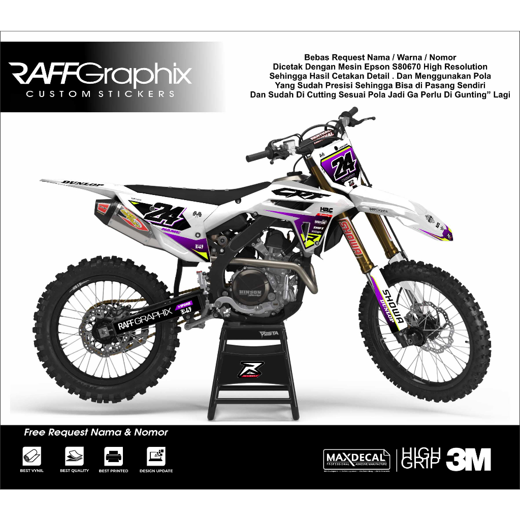 Jual DECAL CRF 150 BODY 450 / DECAL CRF PUTIH BIRU /STICKER CRF ...