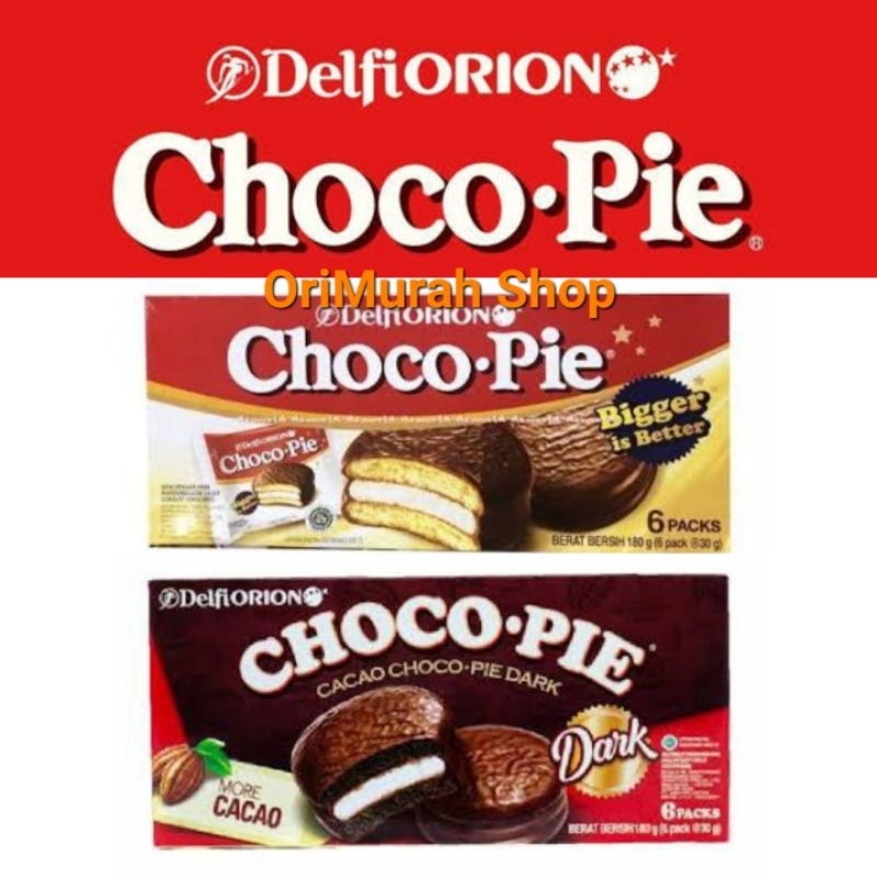 Jual Delfi Orion Choco Pie Original Dark Chocolate Marshmallow Cake ...