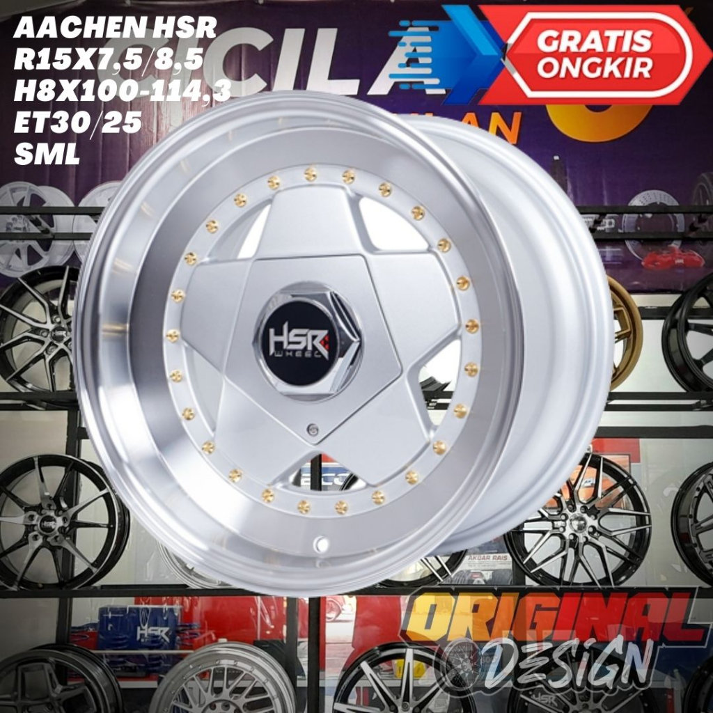Jual Velg Mobil Ring 15 Celong HSR AACHEN R15 Lebar 7,5/8,5 Lobang 4 ET30/25 | Shopee Indonesia