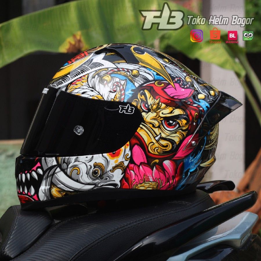 Jual HELM RSV FF500 Barong Koi PAKET GANTENG visor SMOKE spoiler GPR ...