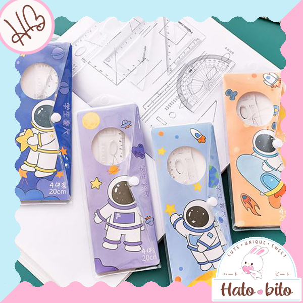 Jual 1 set 4 pcs penggaris geometri matematika anak sekolah busur ...