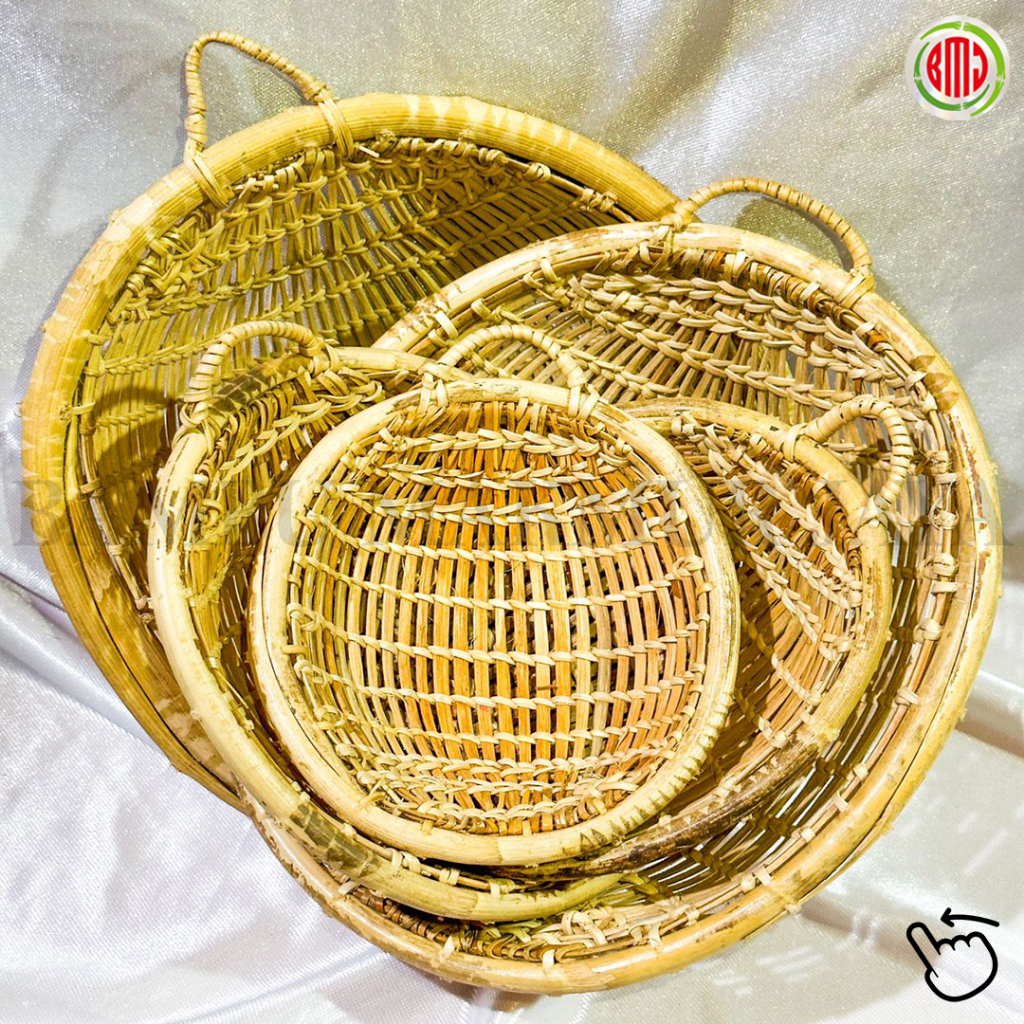 Jual 1 SET sarang rotan polos nampan rotan ring keranjang anyaman bambu ...