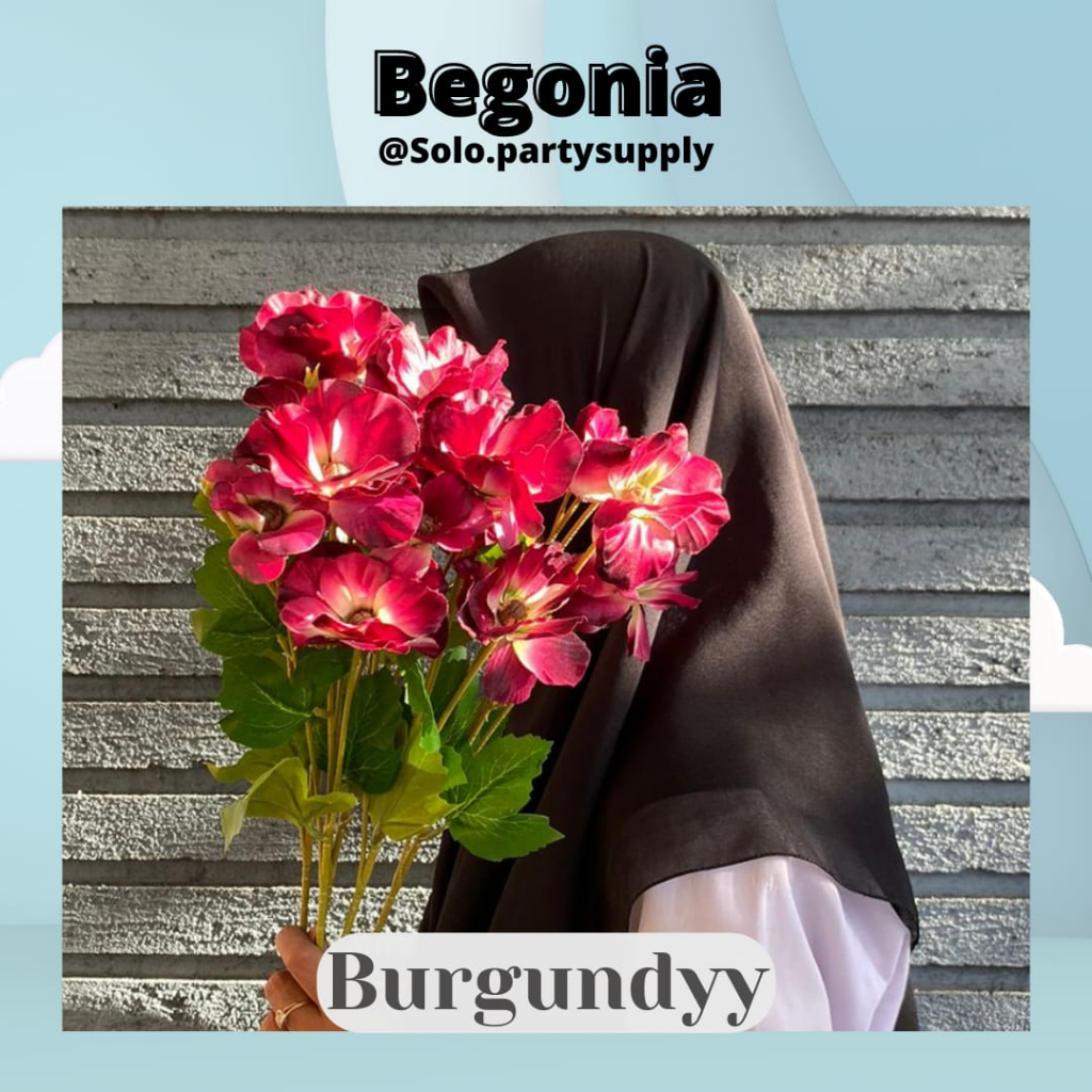 Jual (CAS) BUNGA BEGONIA POPPY IMITASI ARTIFICIAL FLOWER BUNGA SEMANGGI ...
