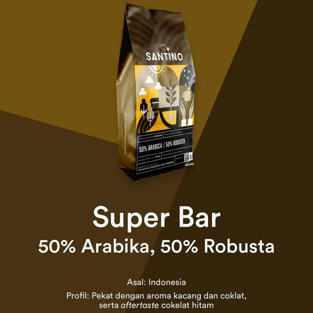 Jual SANTINO SUPER BAR - 50% ARABICA 50% ROBUSTA - 500 GRAM | Shopee Indonesia