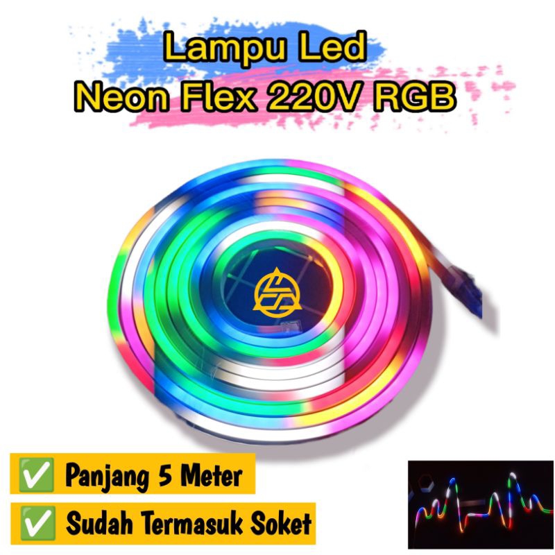 Jual LAMPU LED NEON FLEX RGB WARNA WARNI 5M 220V FLEXIBLE SIGN LED LAMPU AESTHETIC KAMAR ...