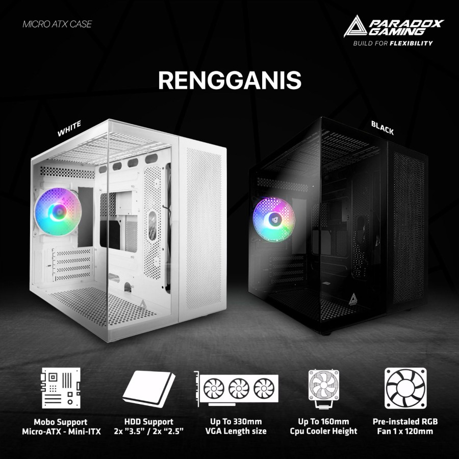 Jual PARADOX GAMING CASING RENGGANIS DUAL CHAMBER | m-ATX GAMING CASE ...