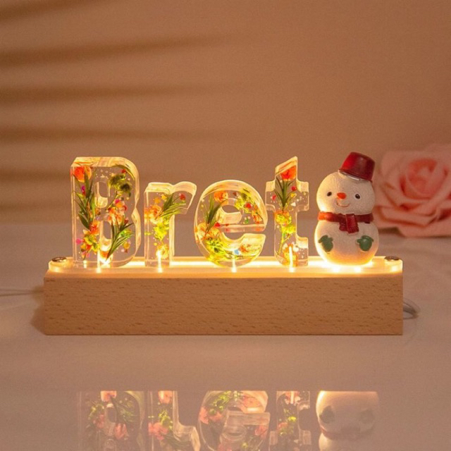 Jual CUSTOM FLOWER LAMP - LAMPU HIAS RESIN HURUF - Dry Flower / Warna ...