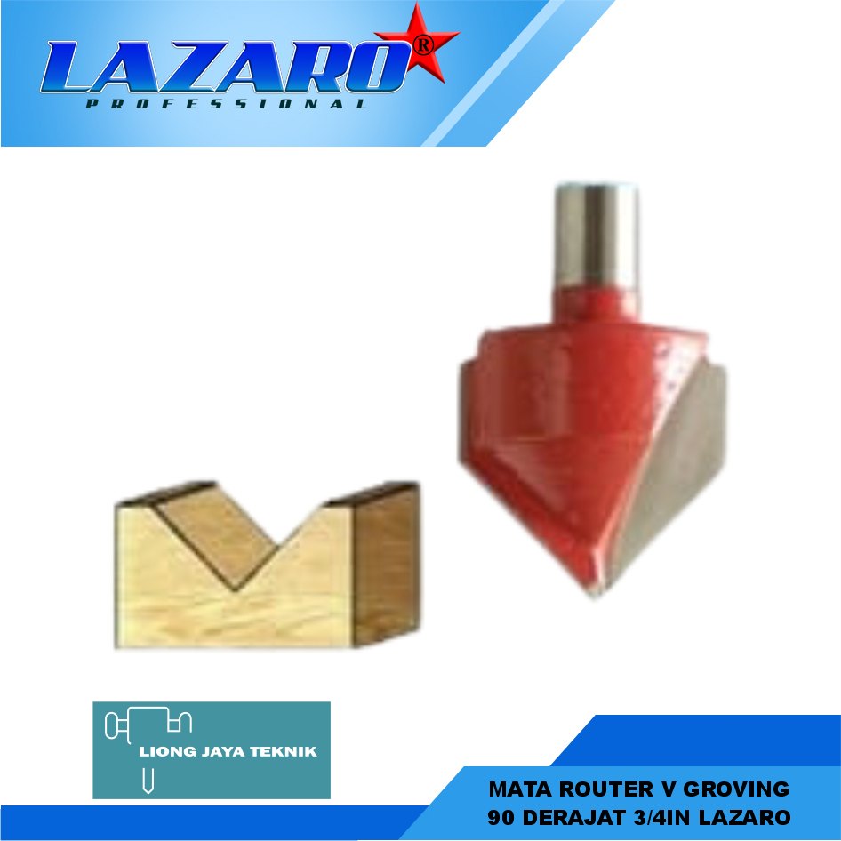 Jual Mata Router V Groving 90 Derajat 3/4in Lazaro | Shopee Indonesia