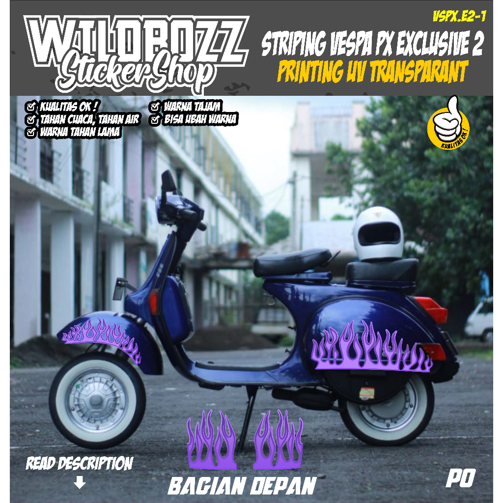 Jual striping vespa px exlusive 2 printing uv transparan keren (vspx.e2 ...