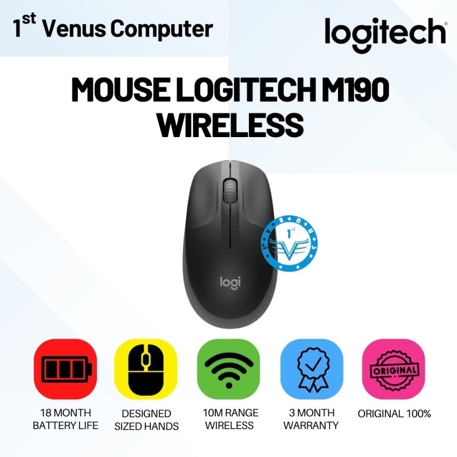 Jual MOUSE LOGITECH M190 WIRELESS / MOUSE LOGITECH FULL SIZE / MOU38 ...