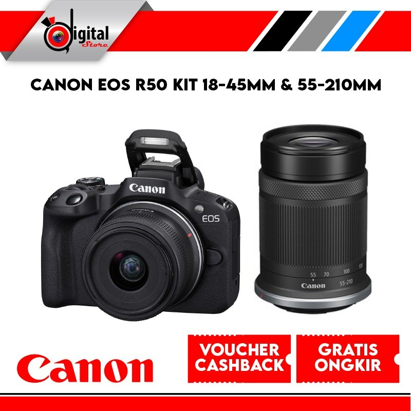 Jual Canon EOS R50 Kit 18-45mm & 55-210mm Mirrorless Camera - Canon R50 ...