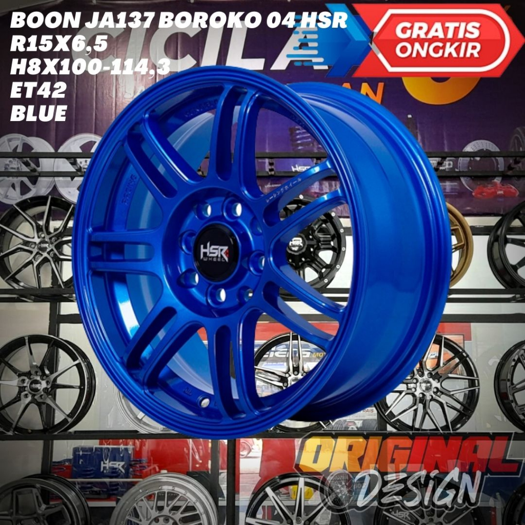 Jual Velg Mobil Ring 15 HSR BOON R15 Blue Untuk Brio , Ignis , Yaris , Ayla | Shopee Indonesia