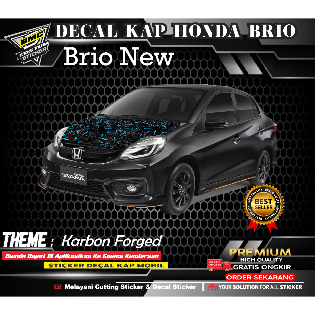 Jual STICKER DECAL KARBON KAP MESIN HONDA BRIO NEW/STIKER VARIASI KAP ...