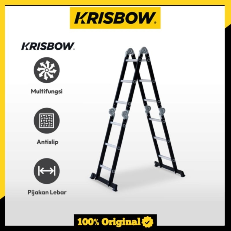 Jual Krisbow 3 Mtr Tangga Lipat Aluminium Steel 4x3 Step - Hitam ...