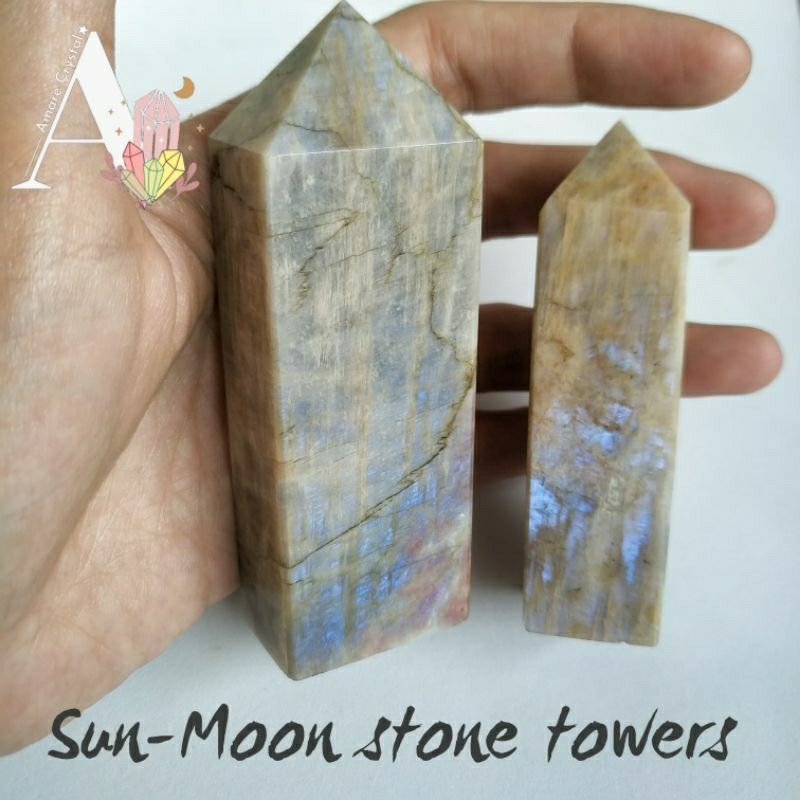Jual Sun-Moon Stone Tower Point Natural Stone Crystal Batu Alam Kristal ...
