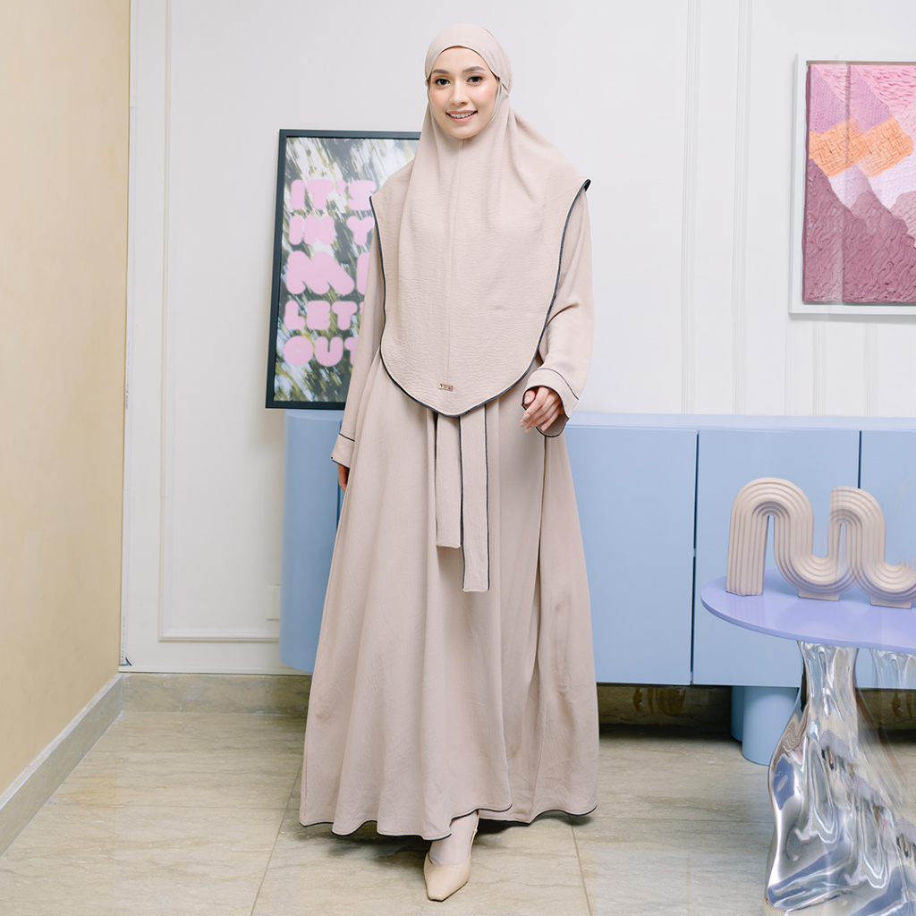 Jual Lozy Hijab - Hafiza Abaya Set (Abaya Gamis Set Bergo Syari Haji dan Umrah Bahan Crinkle ...