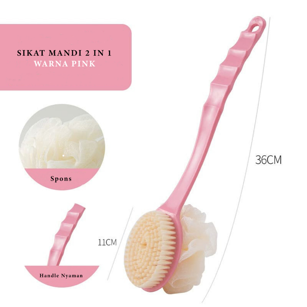 Jual SIKAT MANDI Dua Sisi Sikat Punggung & Spons Jaring 2in1 Gagang ...