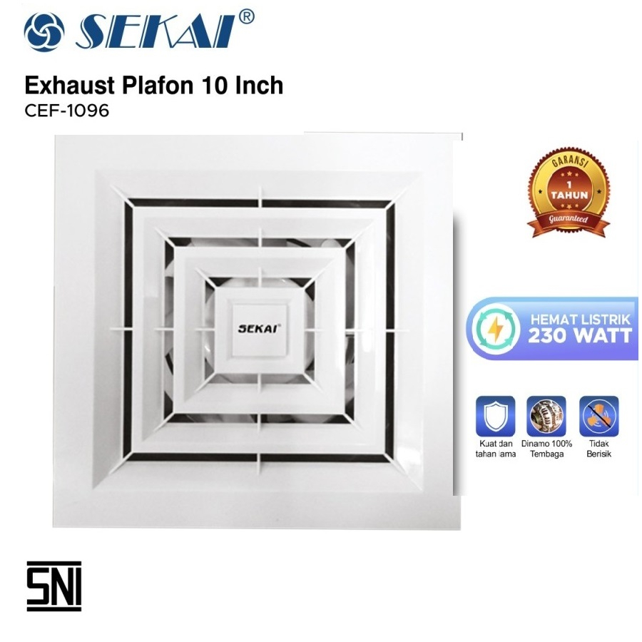 Jual SEKAI Exhaust Fan Plafon 10 Inch CEF 1095 - Hexos Ceiling ...