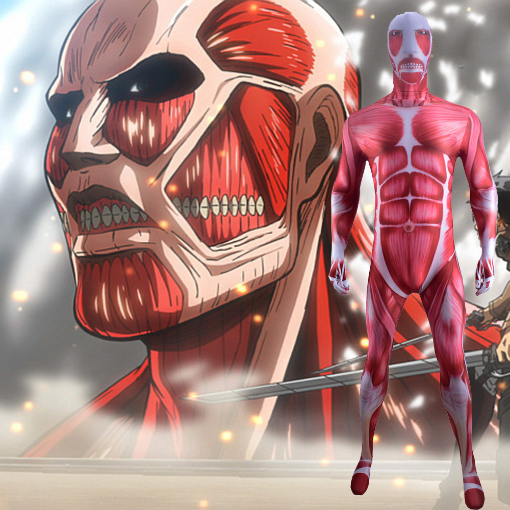 Jual Attack on Titan Cosplay Costume Superhero Zentai Bodysuits Attack ...