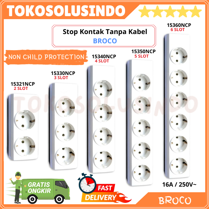 Jual Stop Kontak BROCO Non /Child Protection / Multi Gang Socket 2 , 3 ...