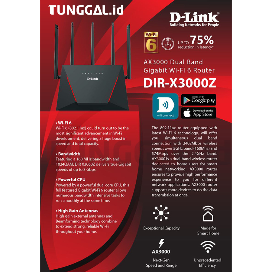 Jual D-Link DIR X3000Z WIFI ROUTER AX3000 WIFI 6 MESH GIGABIT WIRELESS ...