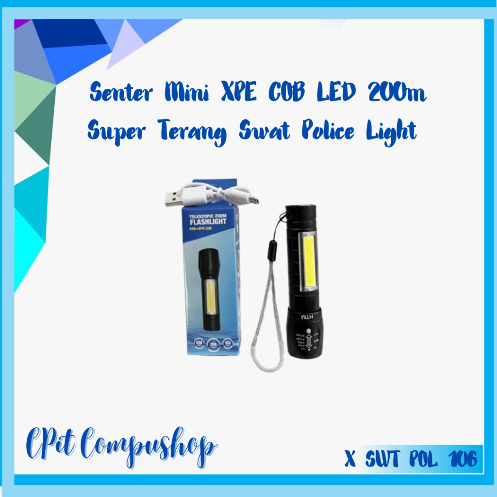 Jual Senter Mini XPE COB LED 200m Super Terang Swat Police Light ...