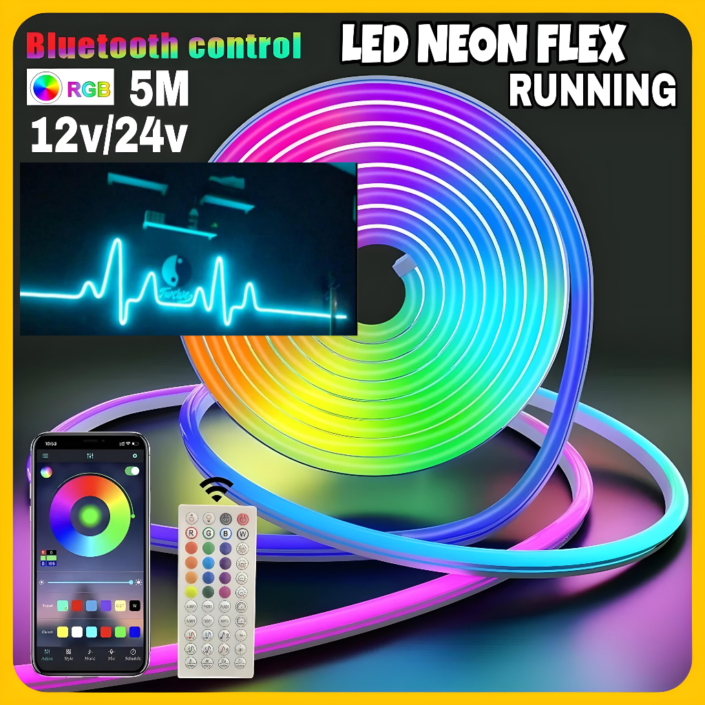 Jual PAKET LED NEON FLEX RGB RUNNING 5M 10M DC 12V/24V SENSOR SUARA ...