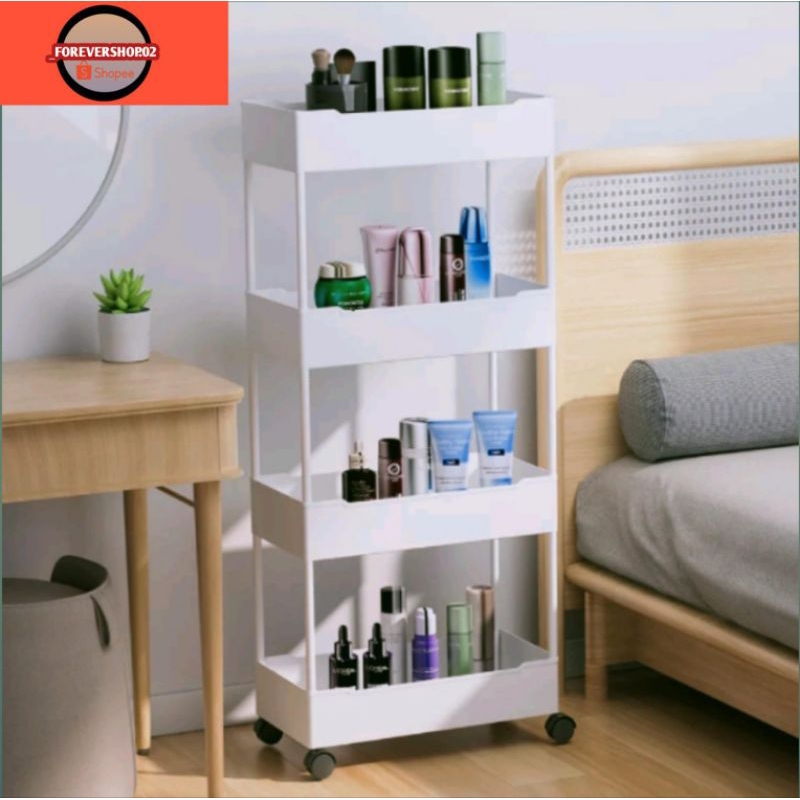 Jual Rak susun plastik estetik 4 Lantai dan 3Lantai dengan roda cocok ...