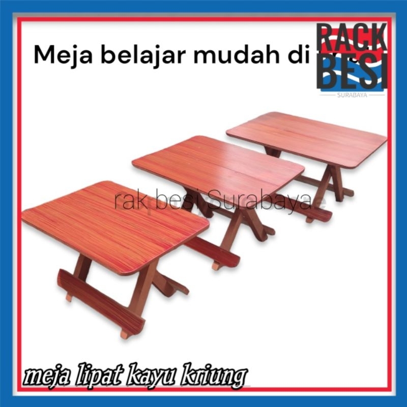 Jual meja lipat belajar kayu kriung/meja Al-Qur'an/meja portabel/meja ...