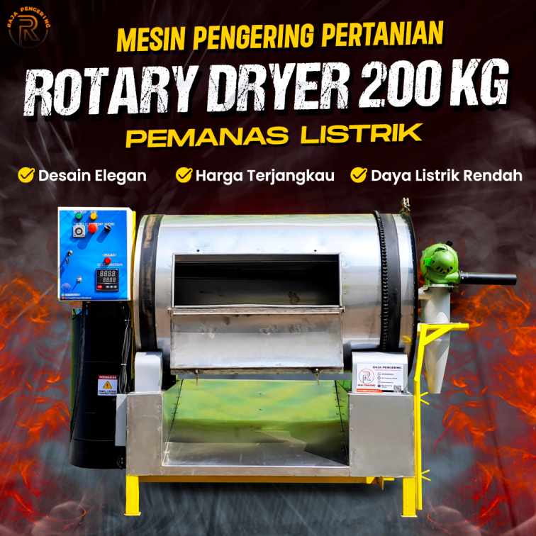 Jual Rotary Dryer Stainless Foodgrade 200Kg Full Listrik - Pengering ...