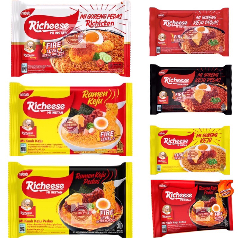 Jual nabati richeese mi instan / mie goreng keju / mie goreng spicy ...