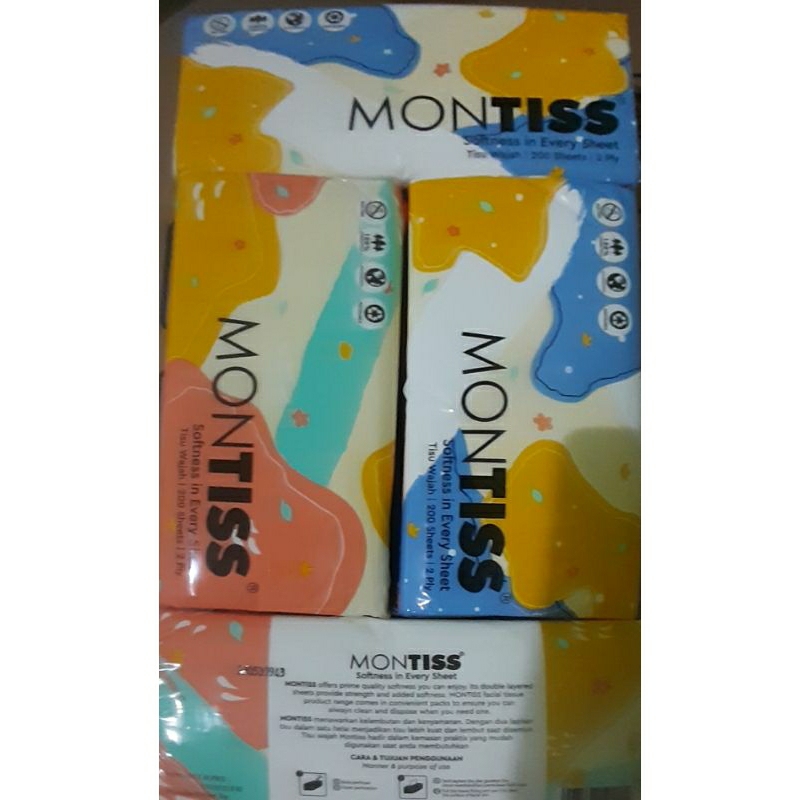 Jual MONTISS Tissue Wajah / 200 Sheets / 2 Ply murah meriah | Shopee ...