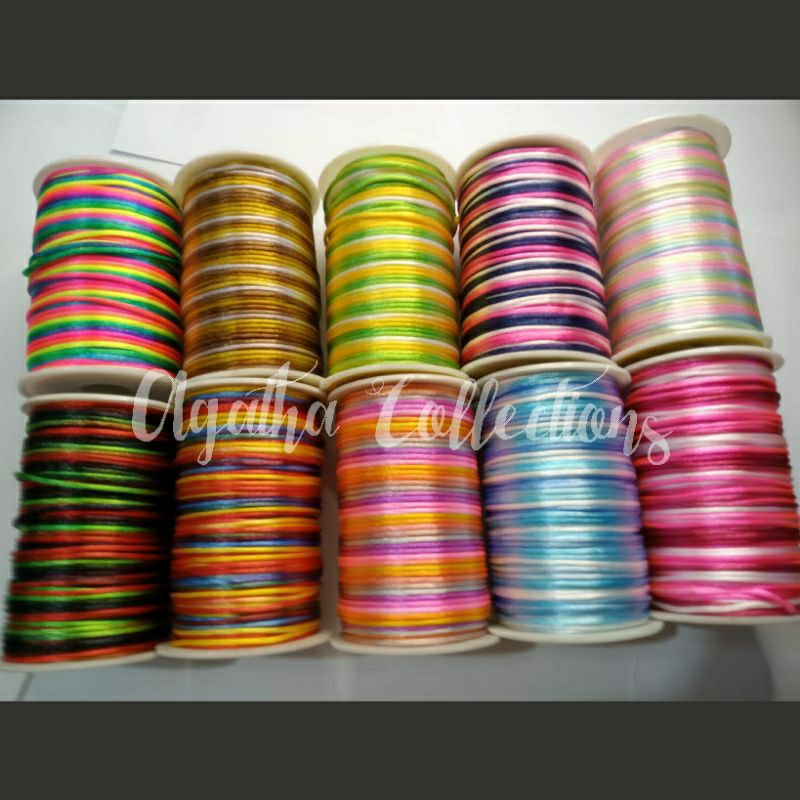 Jual Tali satin cina/Tali gelang/Tali satin 2mm ombre meteran 10 meter ...